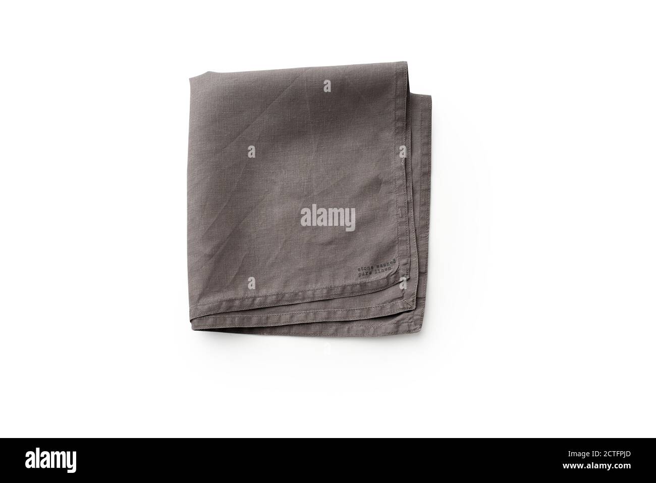 Flat lay with gray linen kitchen napkin isolated on white background ...