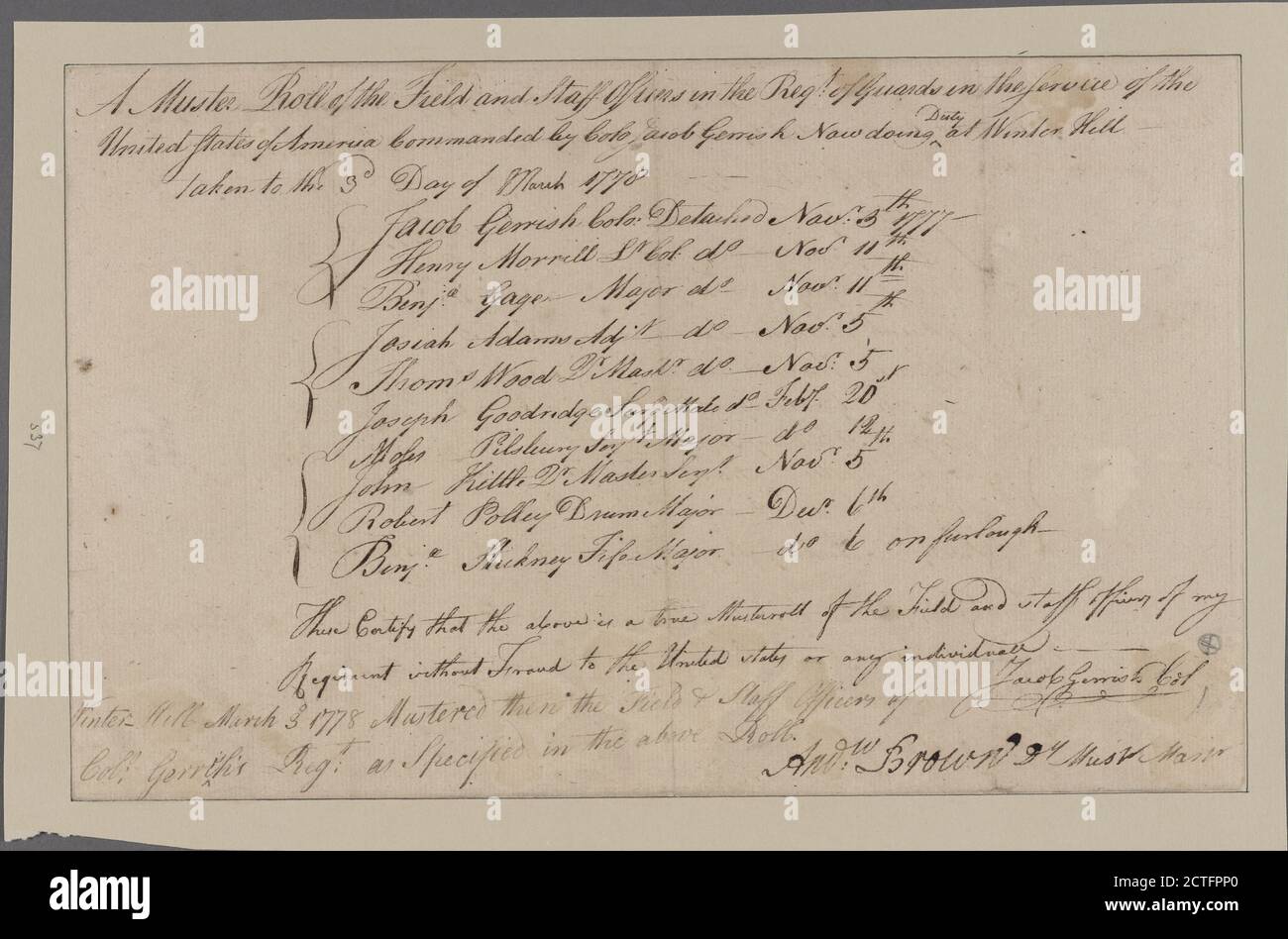 Document, text, Documents, 1778, Gerrish, Jacob Stock Photo - Alamy