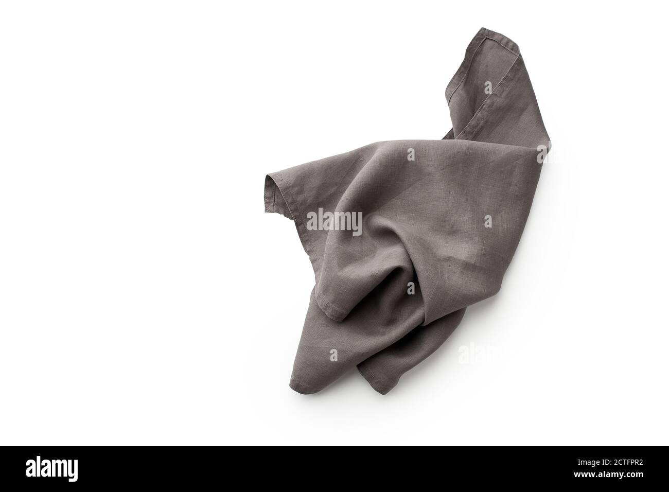 Gray folded kitchen cloth isolated. Top view on white background Stock ...
