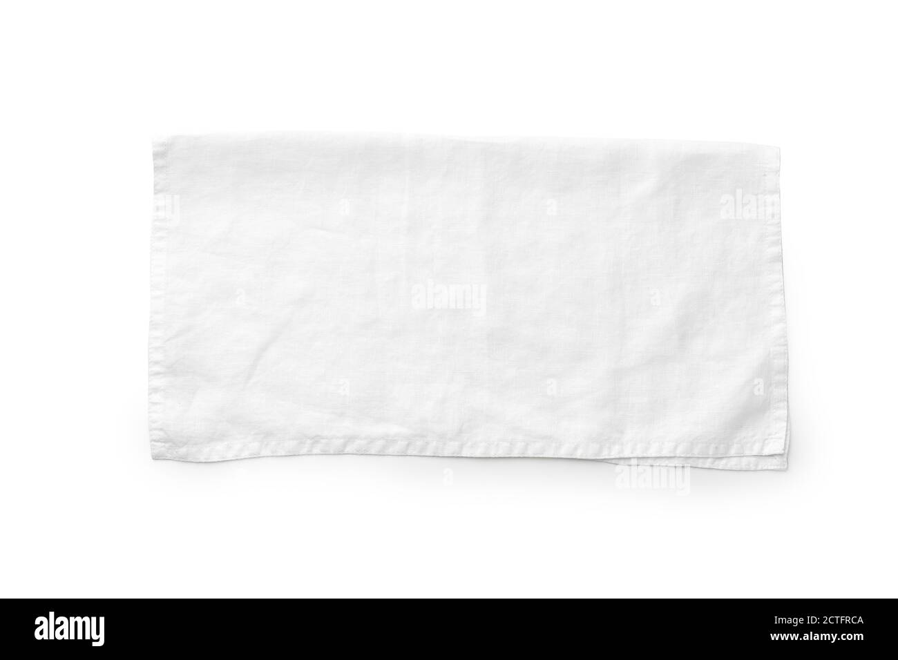 Flat lay with white linen kitchen napkin isolated on white background ...