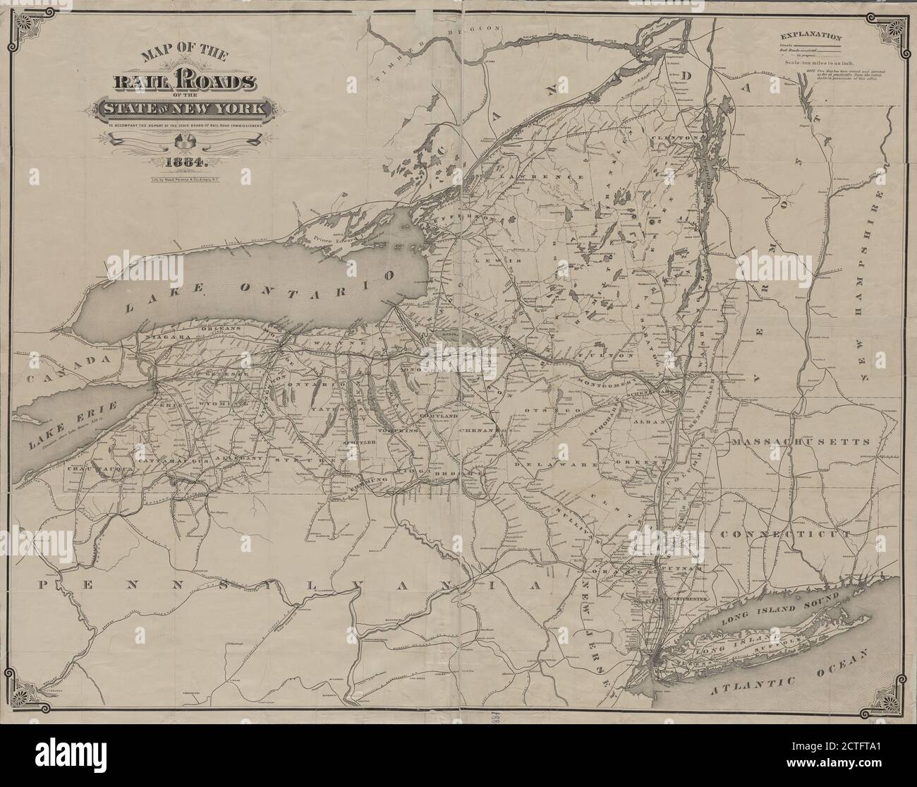 Map of the rail roads of the state of New York, cartographic, Maps ...