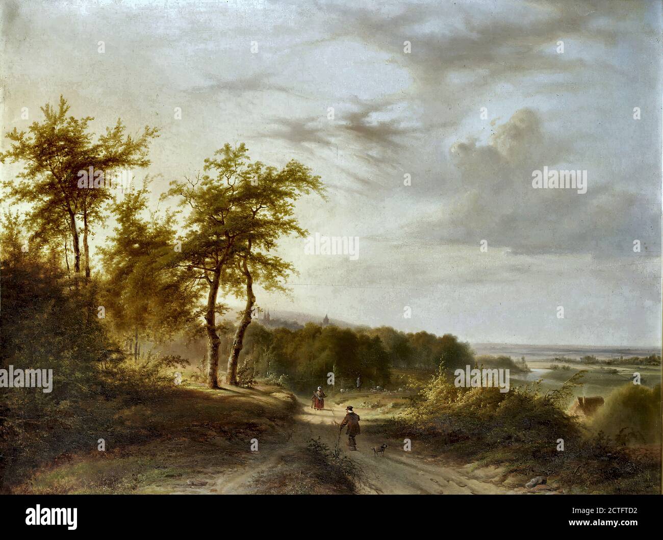 Morel Jan Evert - Figures Walking on a Country Lane - Dutch School ...