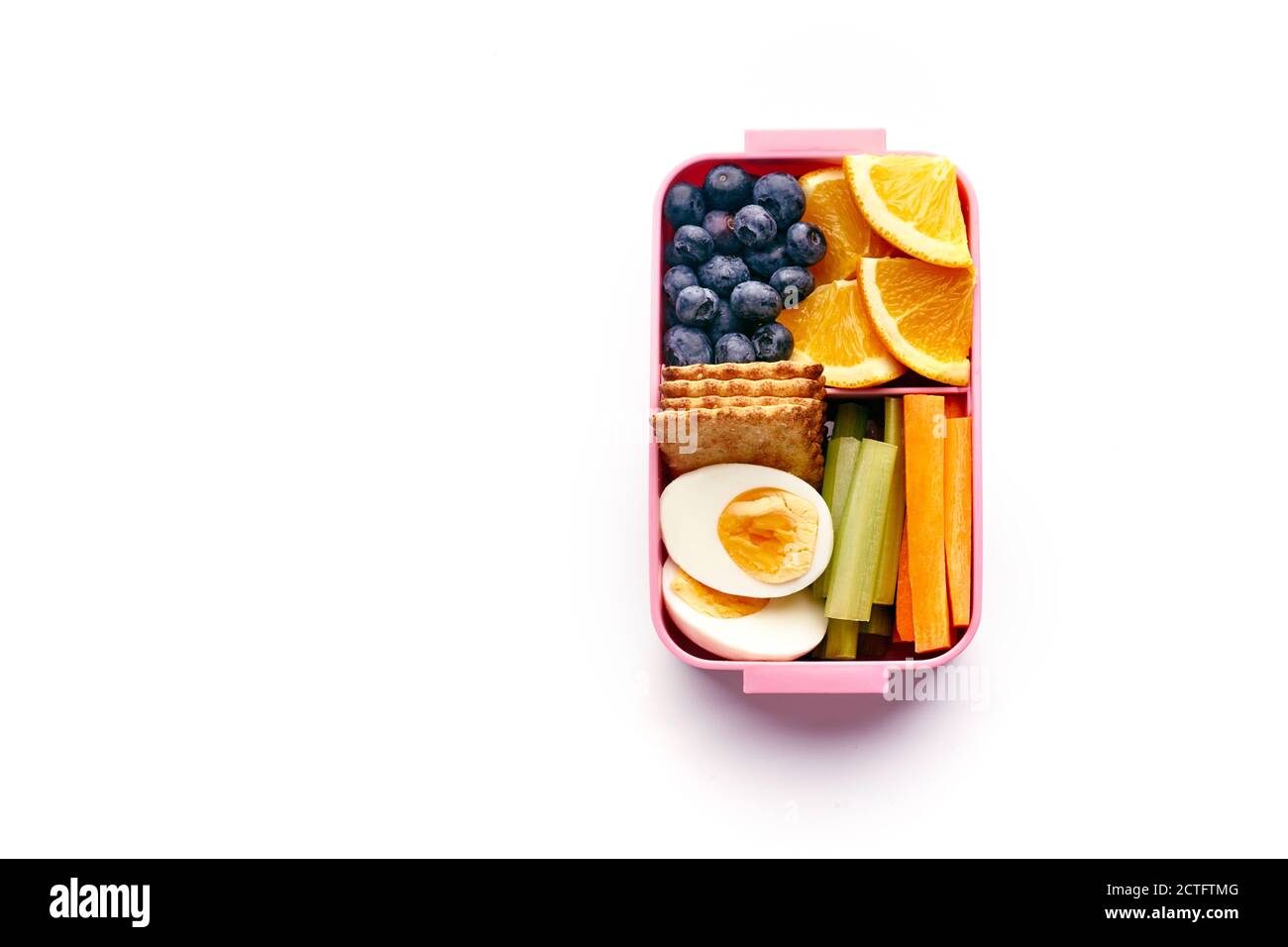 School lunch top view. Healthy nutritious meal in container from above ...