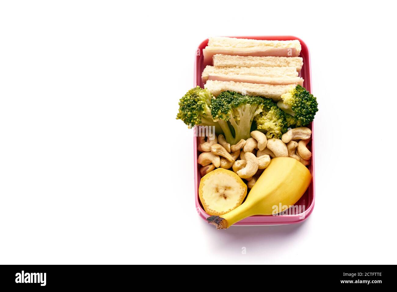 School lunch top view. Healthy nutritious meal in container from above ...