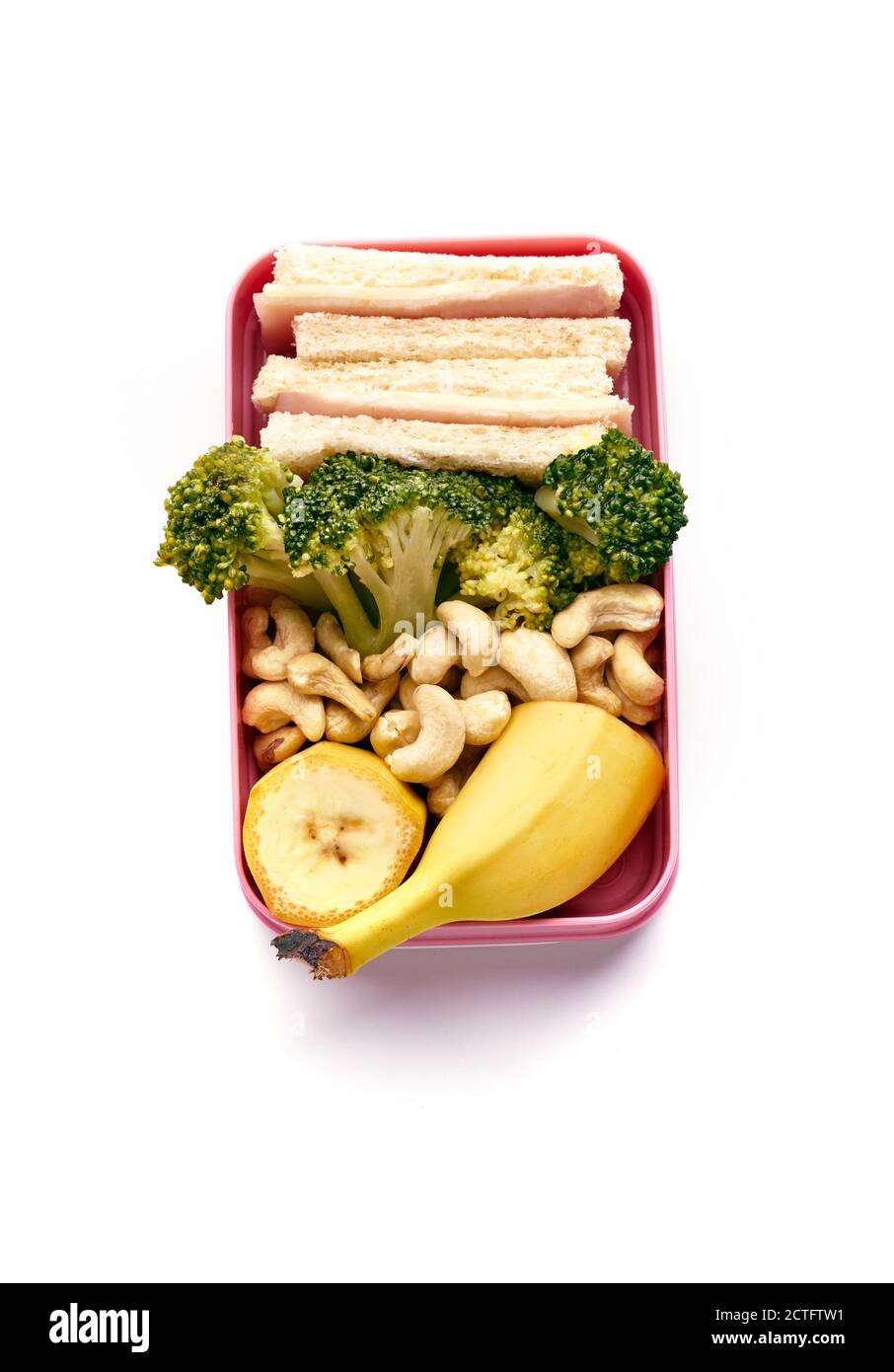School lunch top view. Healthy nutritious meal in container from above ...