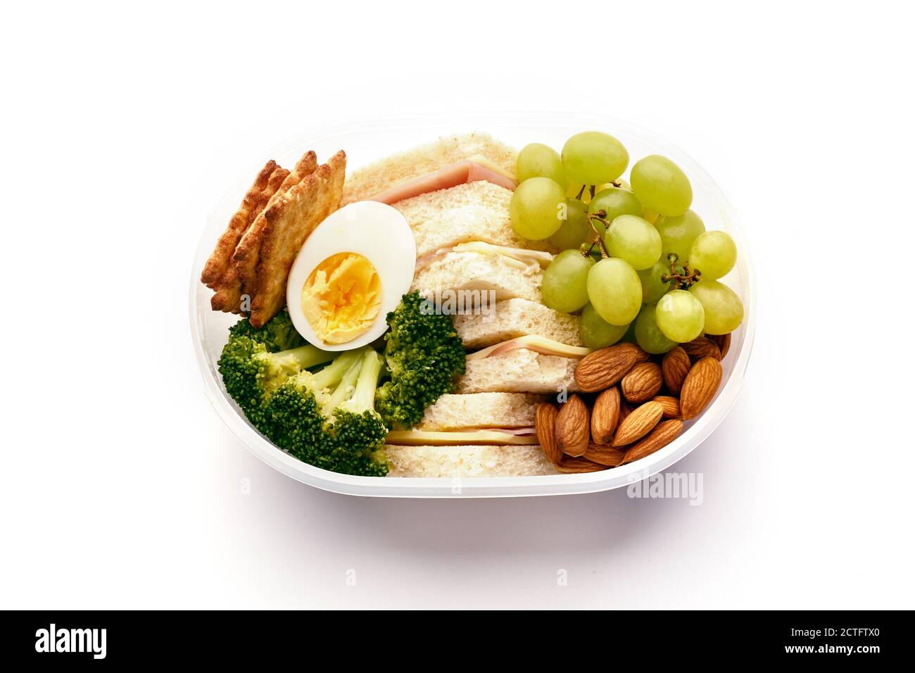 School lunch top view. Healthy nutritious meal in container from above ...