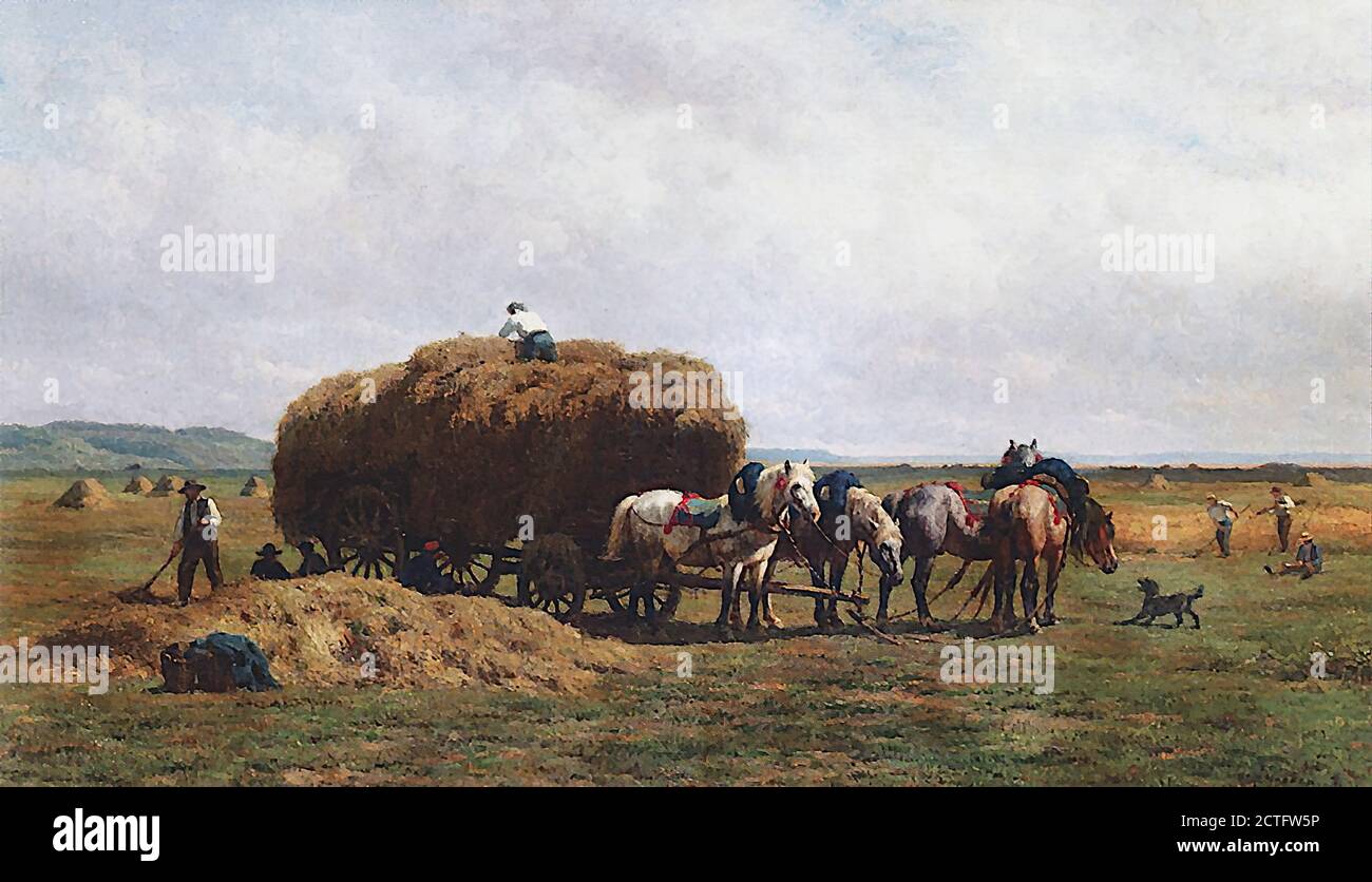 Nakken Willem - Loading the Hay Wagon - Dutch School - 19th Century ...