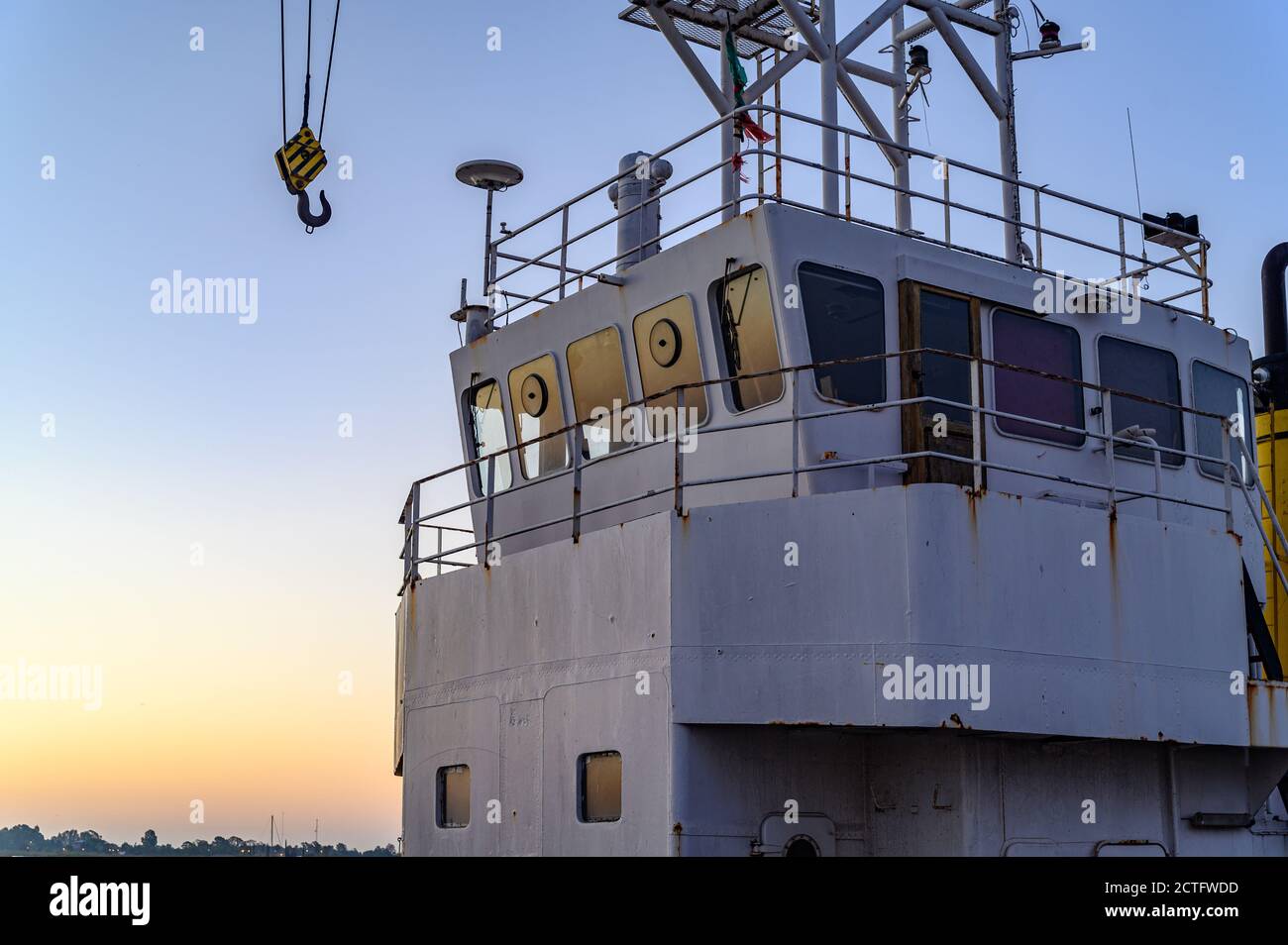 Low angle shot of a ship deckhouse Stock Photo - Alamy