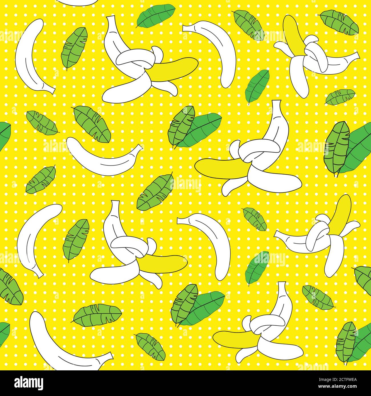 Seamless Pop Art of yellow bananas randomly distributed on a yellow ...