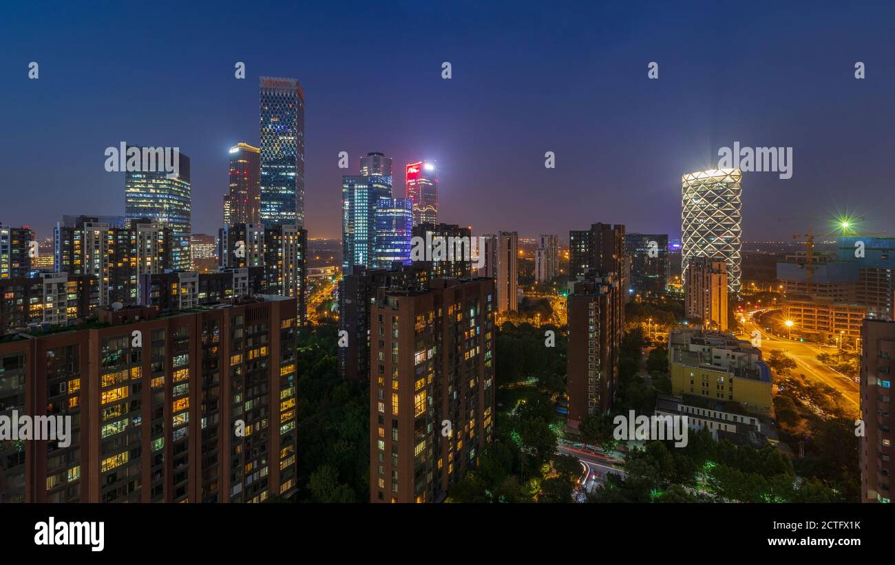 Aerial view of Beijing SOHO, a complex of three curvilinear asymmetric ...