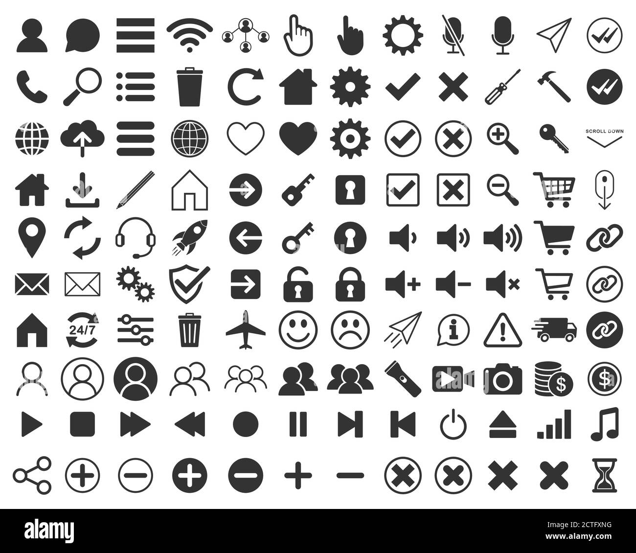120 Universal web interface icon symbol set. App ui logo sign ...