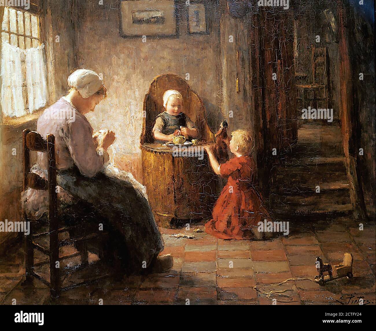 Pieters Evert - Mother and Children - Dutch School - 19th Century Stock ...
