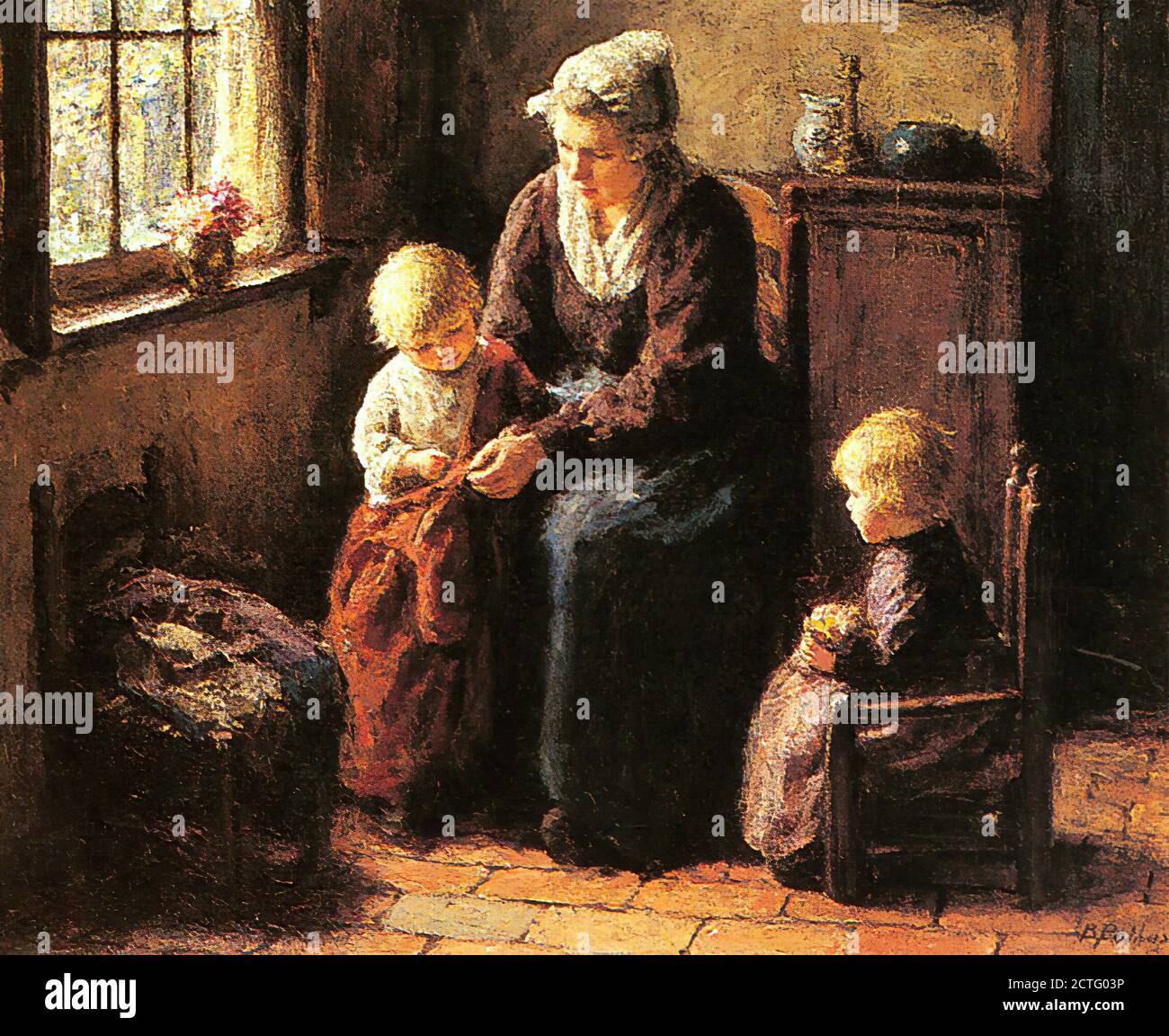 Pothast Bernard - the Sewing Lesson 1 - Dutch School - 19th Century ...