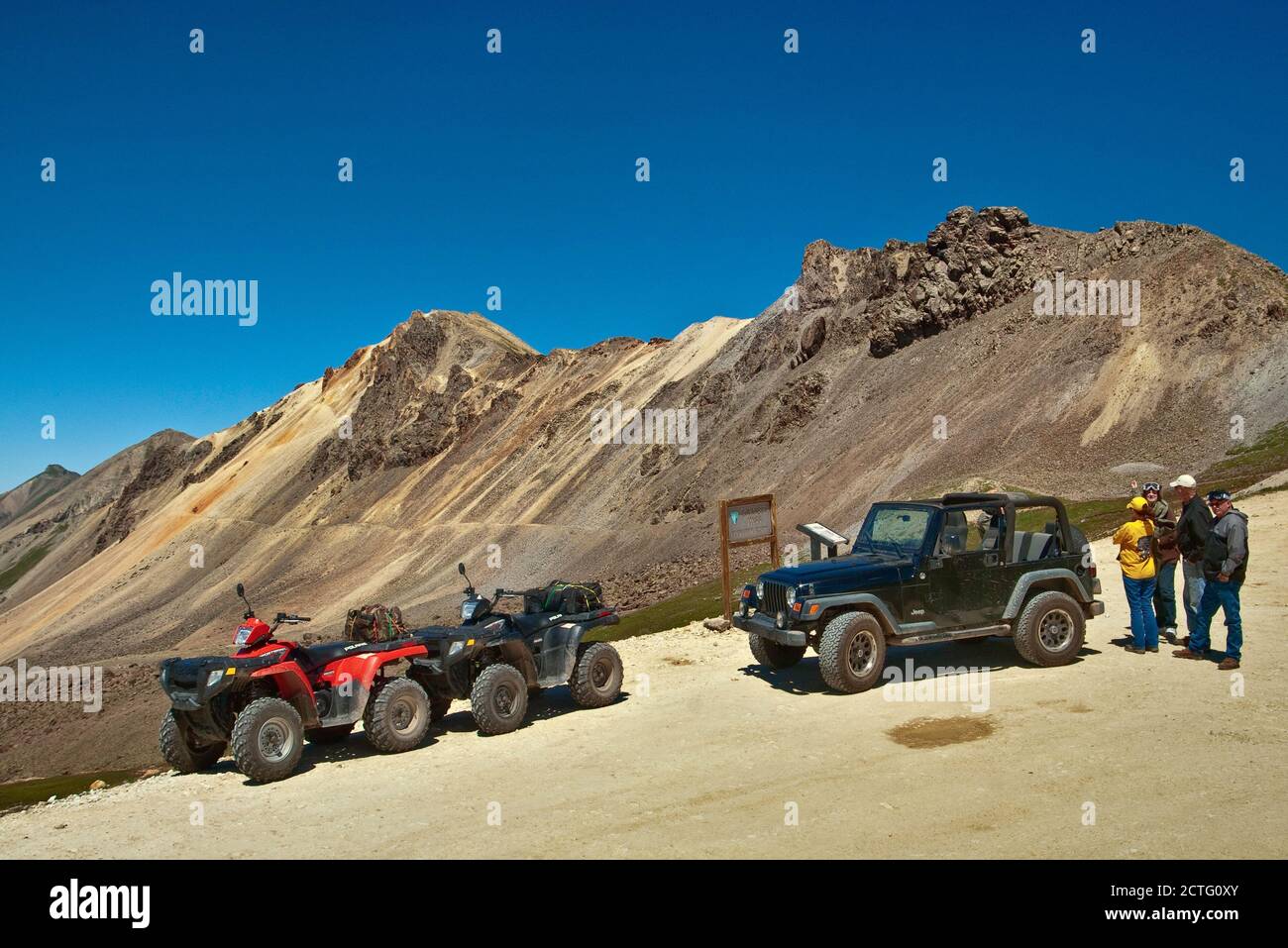 Jeep, atv's at Engineer Pass on Alpine Loop, San Juan Mountains ...