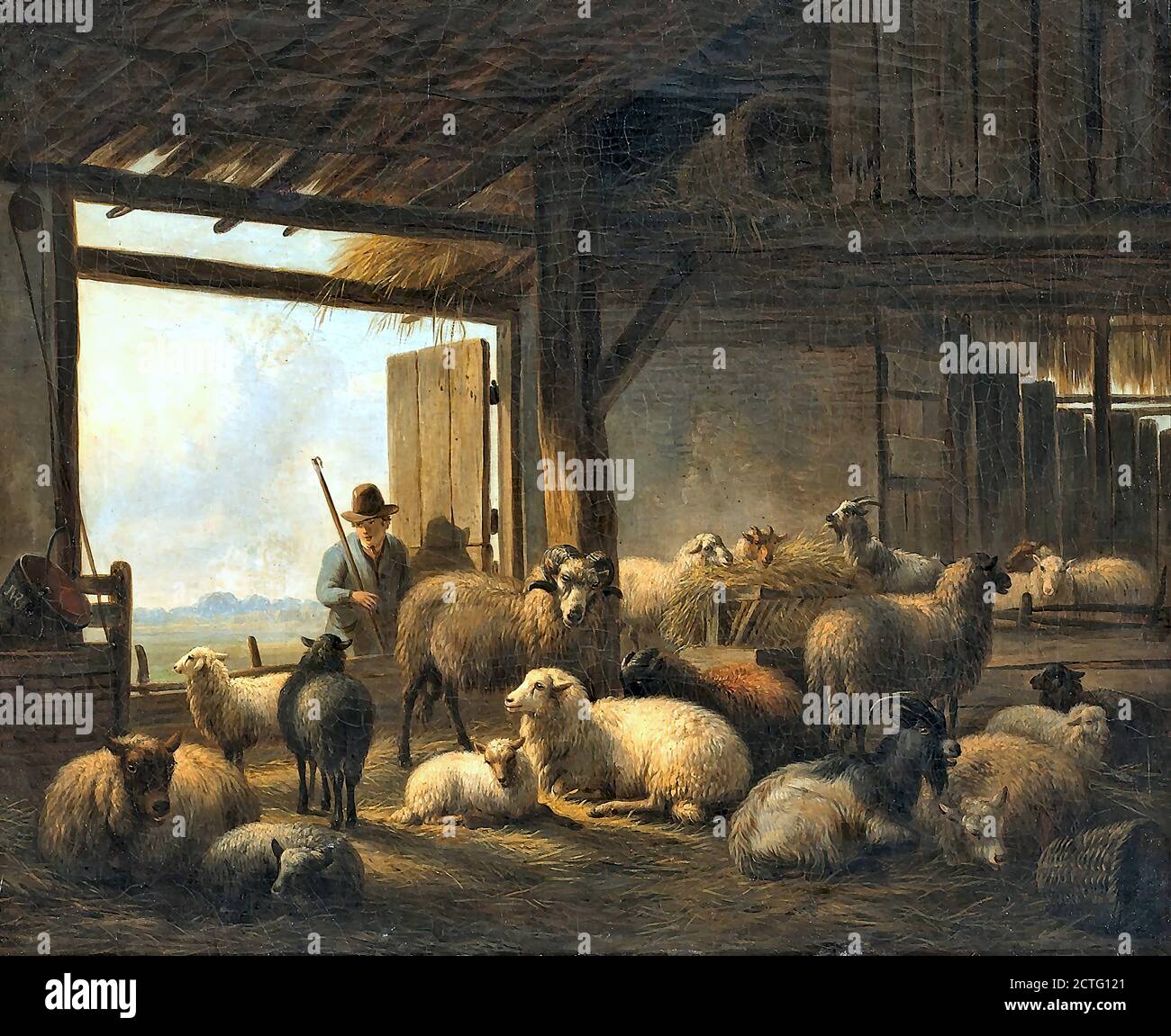 Ravenswaay Jan Van - Schapenstal Met Herder - Dutch School - 19th ...