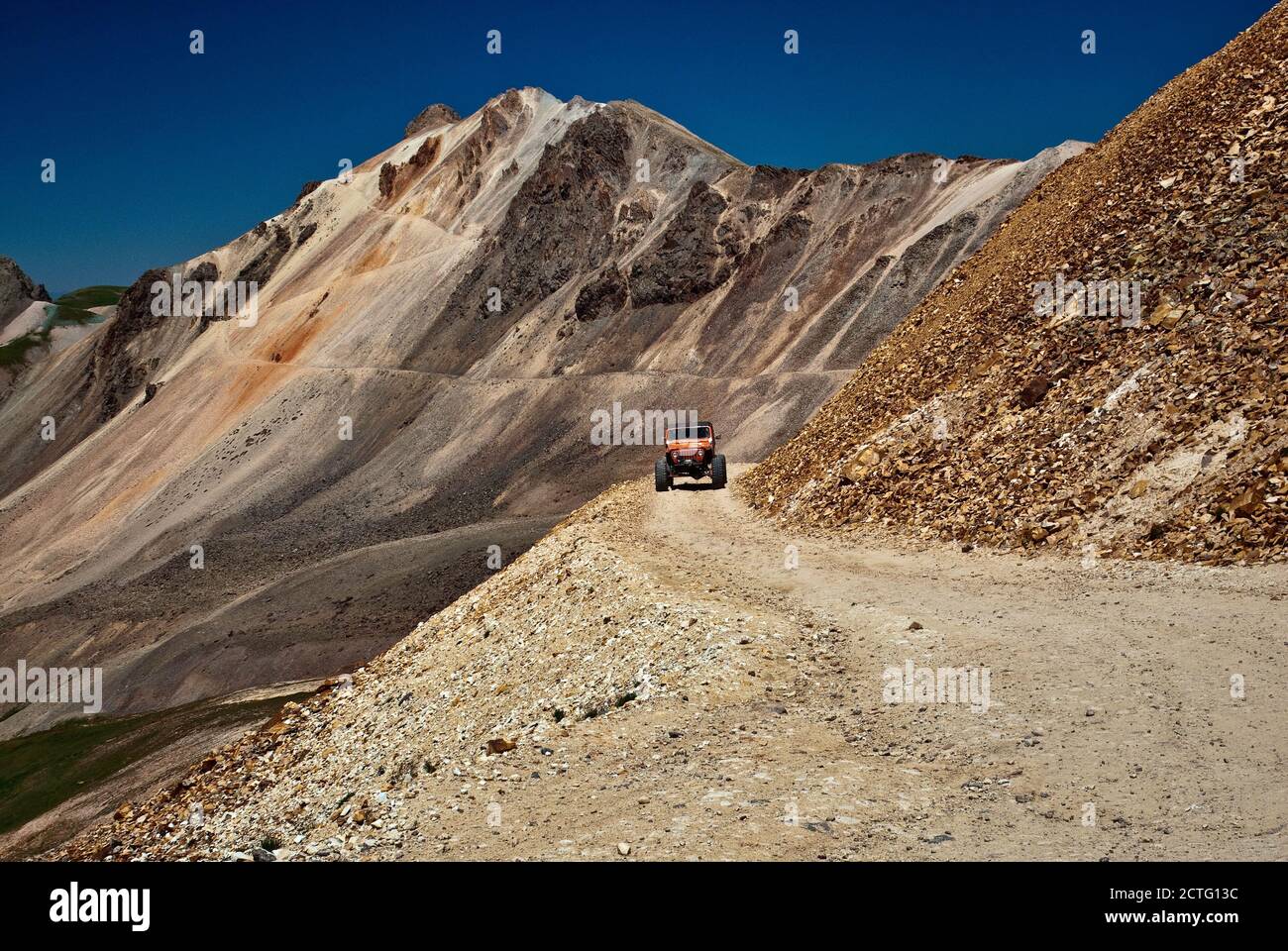 Modified Jeep on Alpine Loop, crossing scree deposits near Engineer ...
