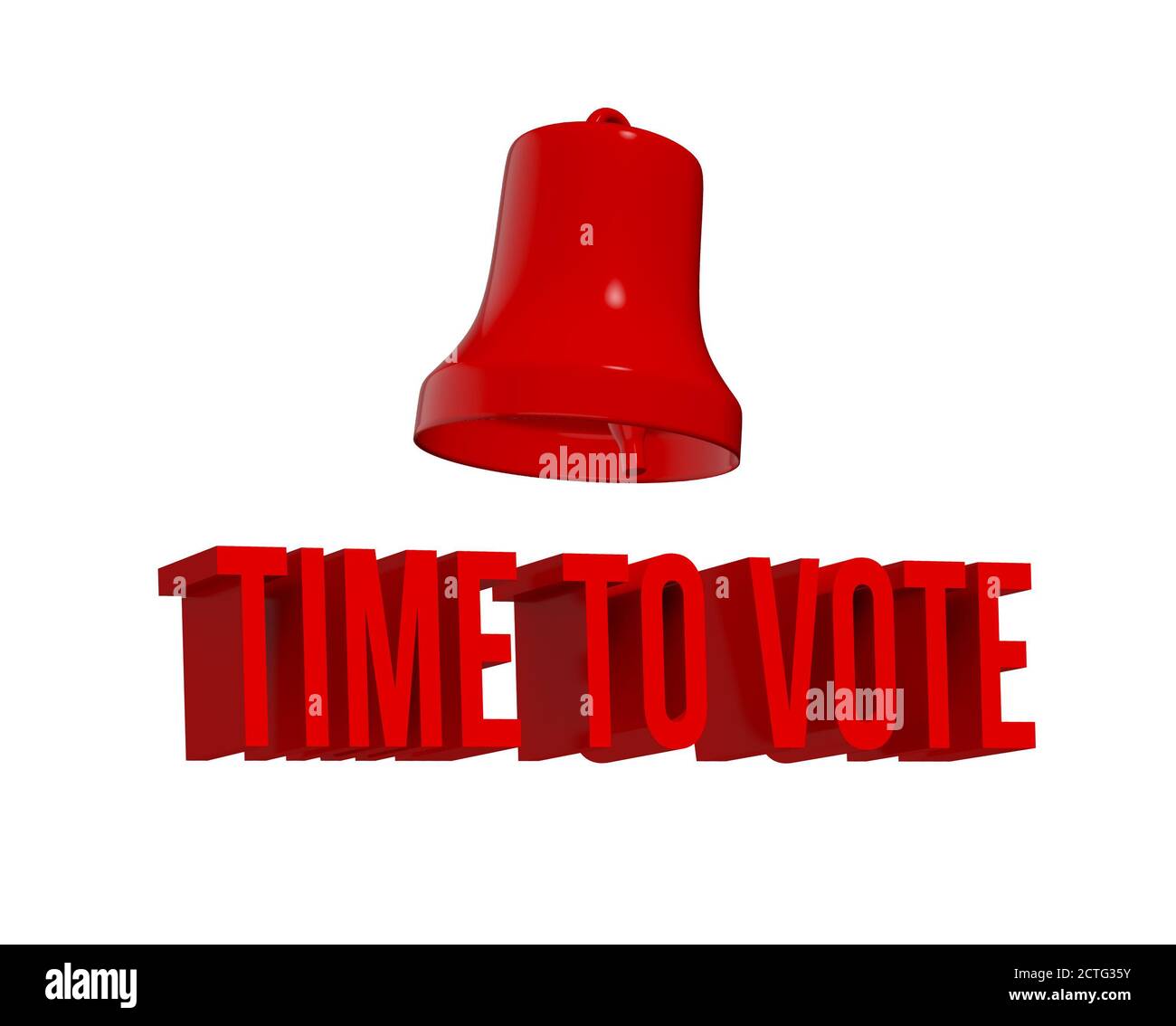3d render illustration of Time To Vote sign with red alarm bell Stock ...