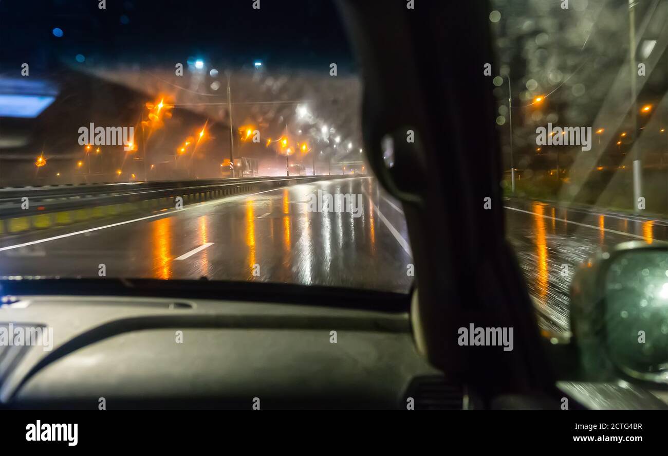 Night view from car window hi-res stock photography and images - Alamy