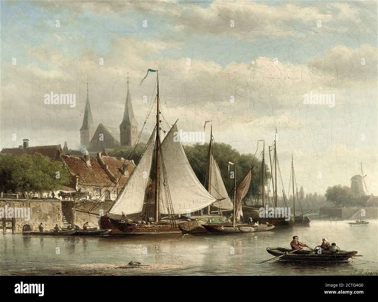 Rust Johan Adolph - View of the Bergkerk Deventer - Dutch School - 19th ...