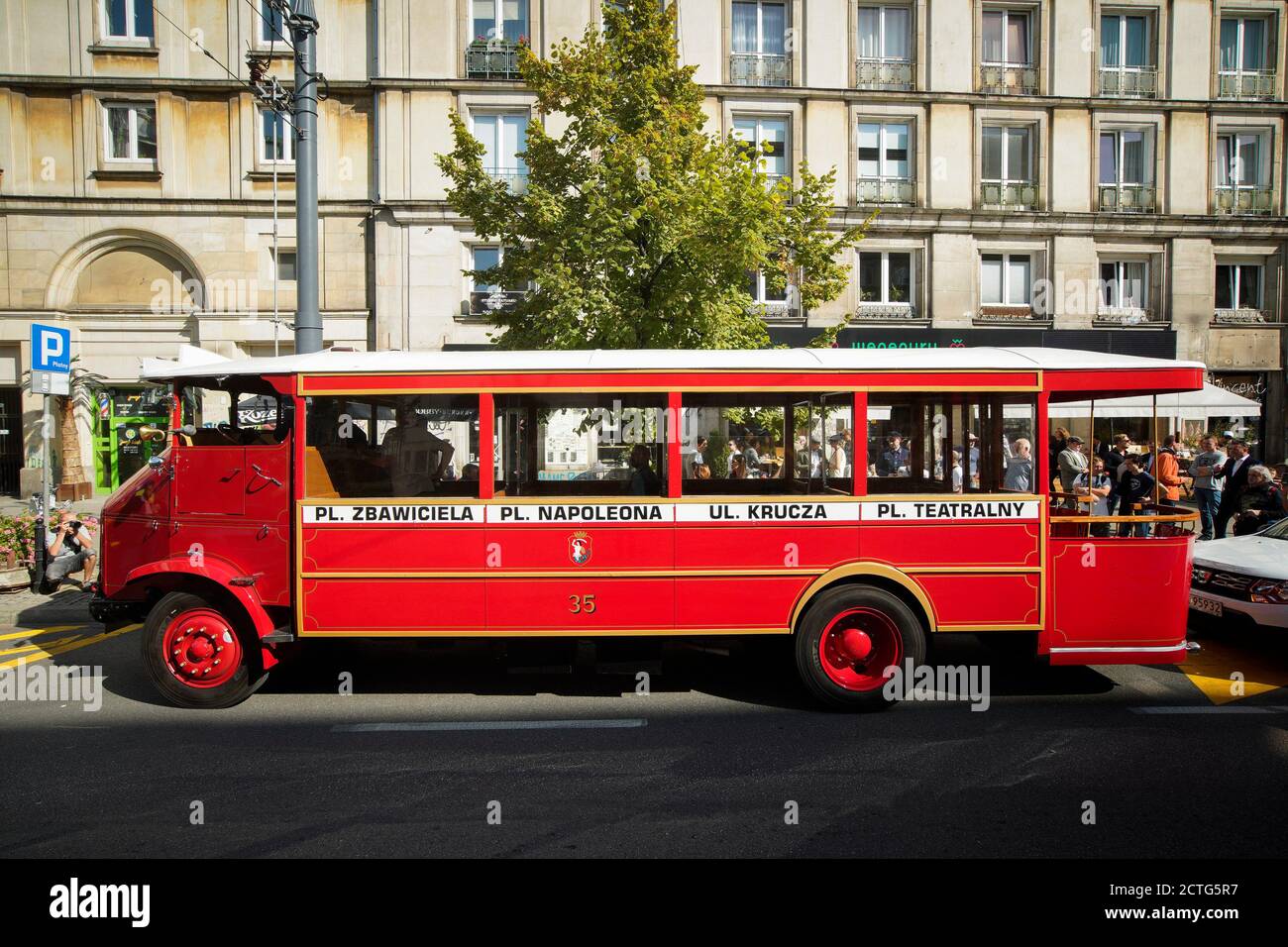 Warsaw, Poland. 22nd Sep, 2020. A renovated Somua bus runs along a ...