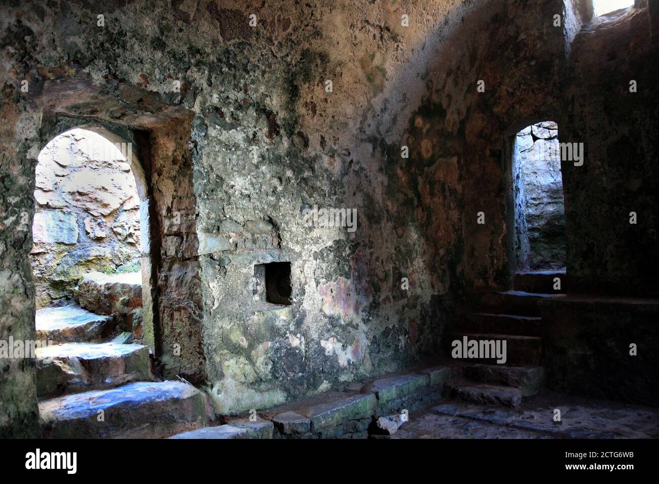 St Govan's chapel Bosherston Pembrokeshire Wales UK a 14th century ...