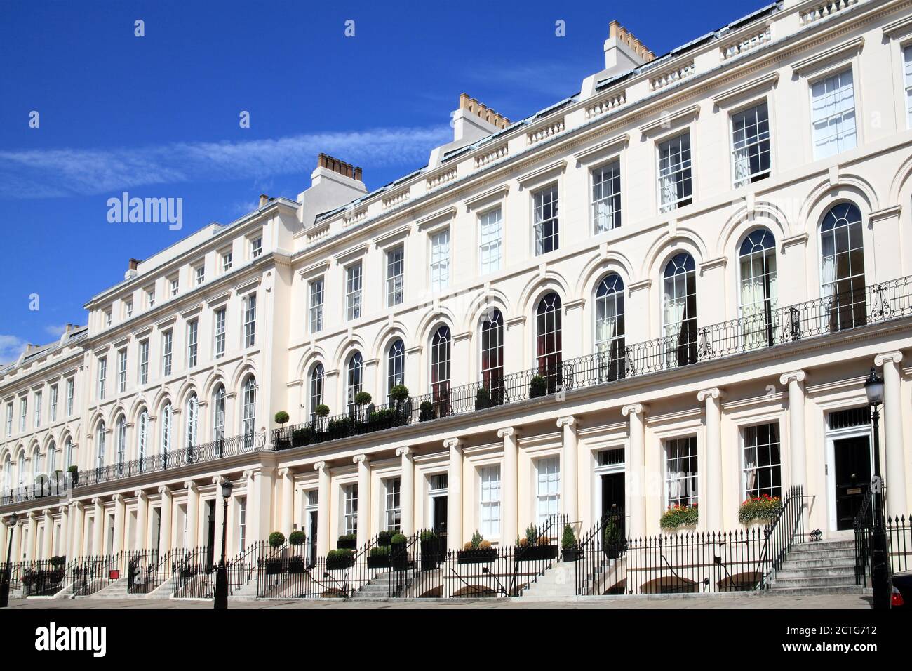 Expensive old fashioned Regency Georgian terraced town houses building ...