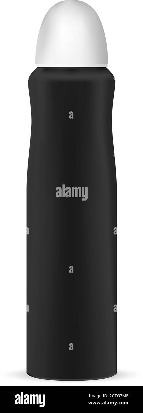 Black deodorant spray aluminum can mockup set. 3d Vector cosmetic ...