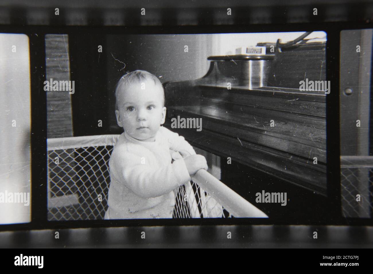 Fine 1970s vintage black and white photography of a little baby ...