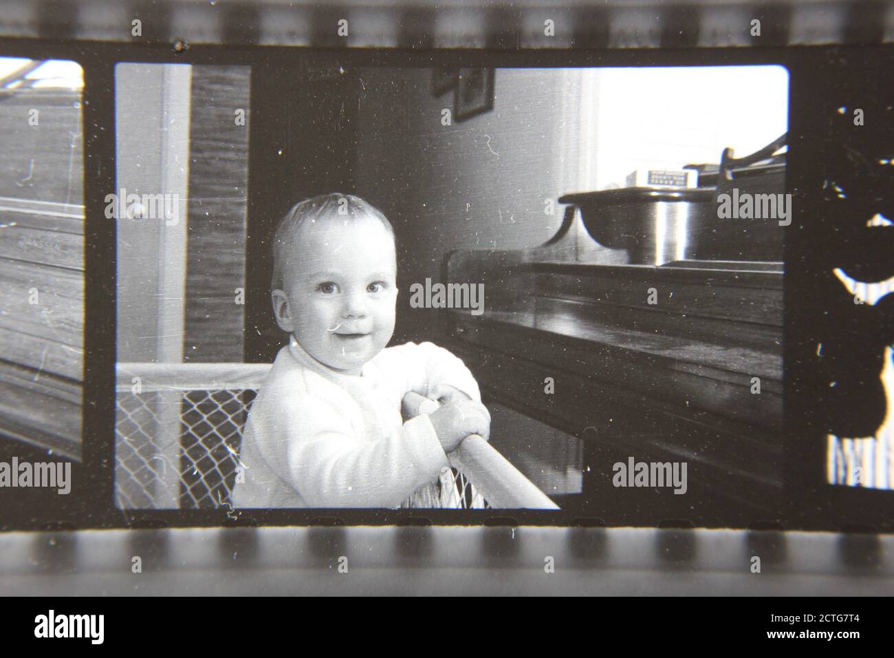 Fine 1970s vintage black and white photography of a little baby ...