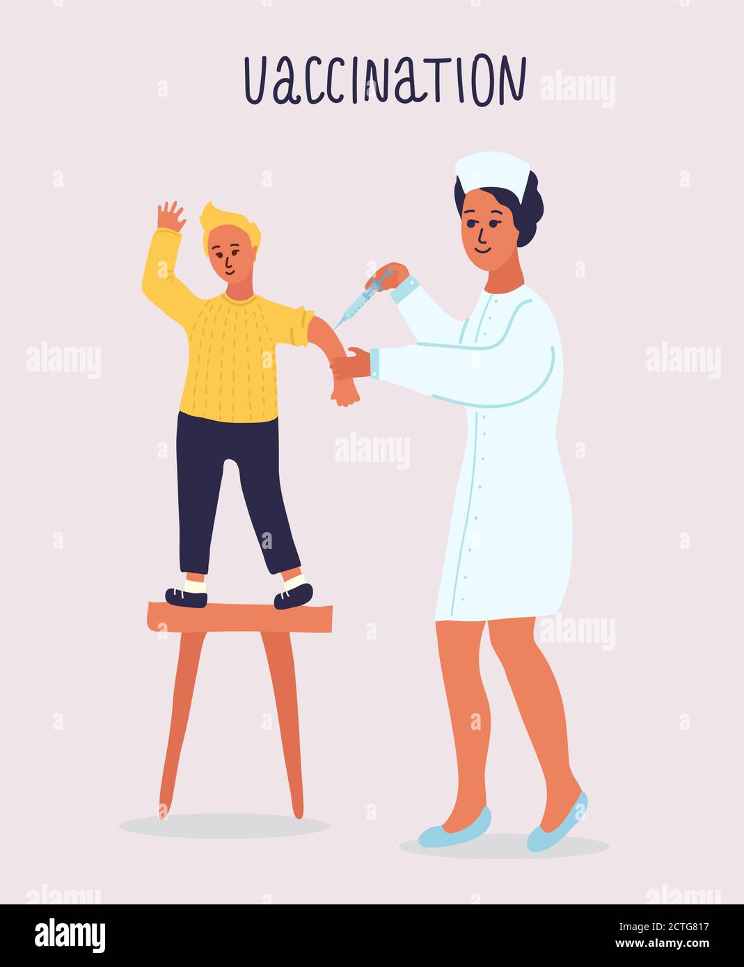 hospital nurse vaccinates a child boy. Routine vaccination. Protection ...
