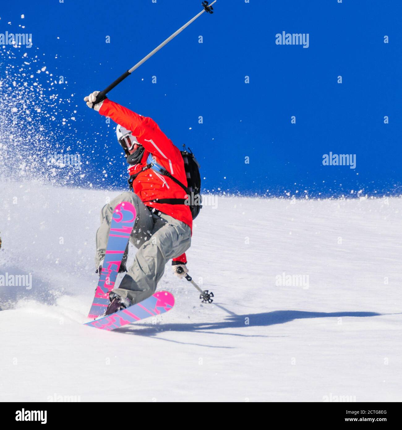 Spectacular crash on ski slope Stock Photo - Alamy