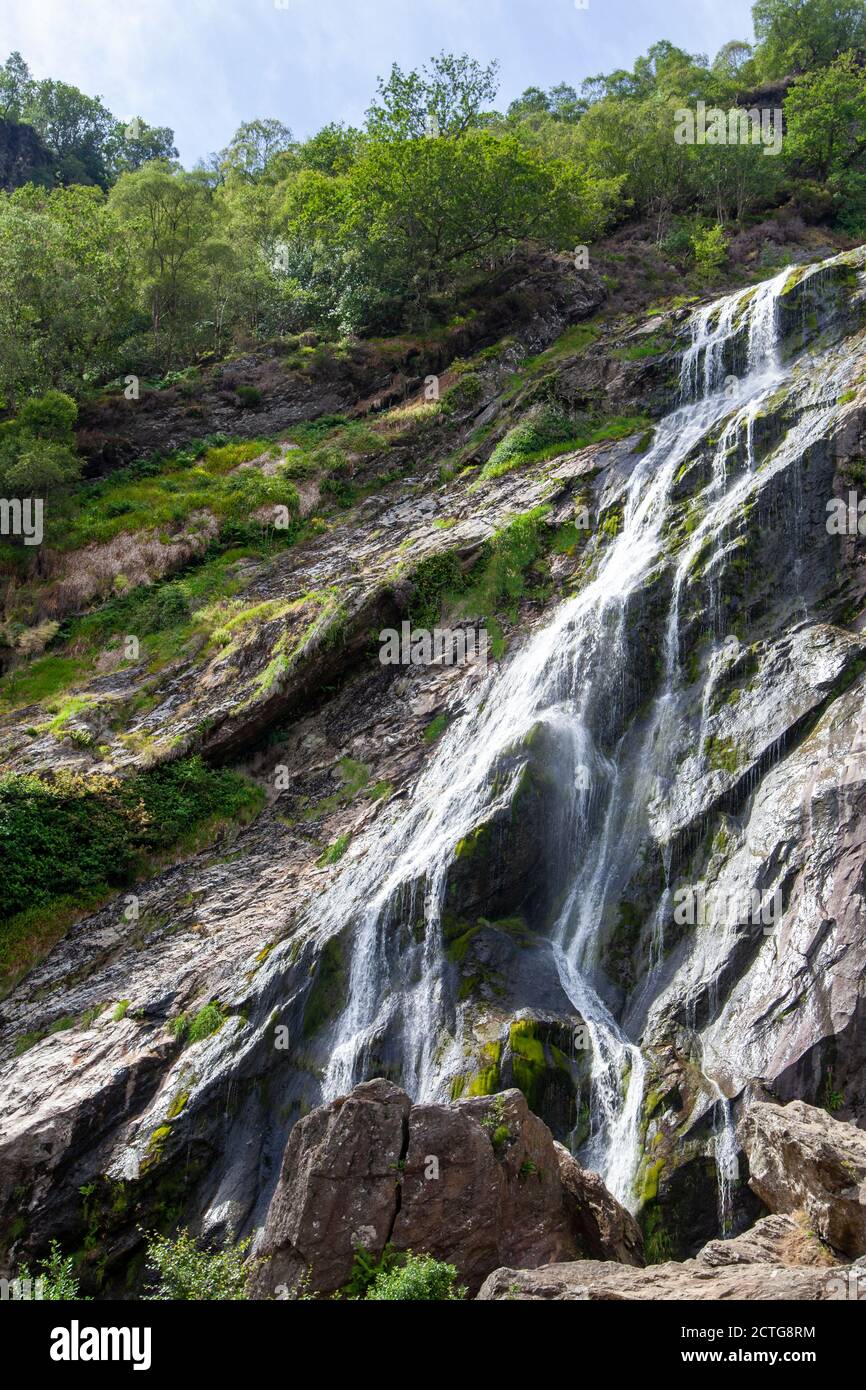 A 121 meters tall waterfall called Powerscourt in a Wicklow Mountains ...