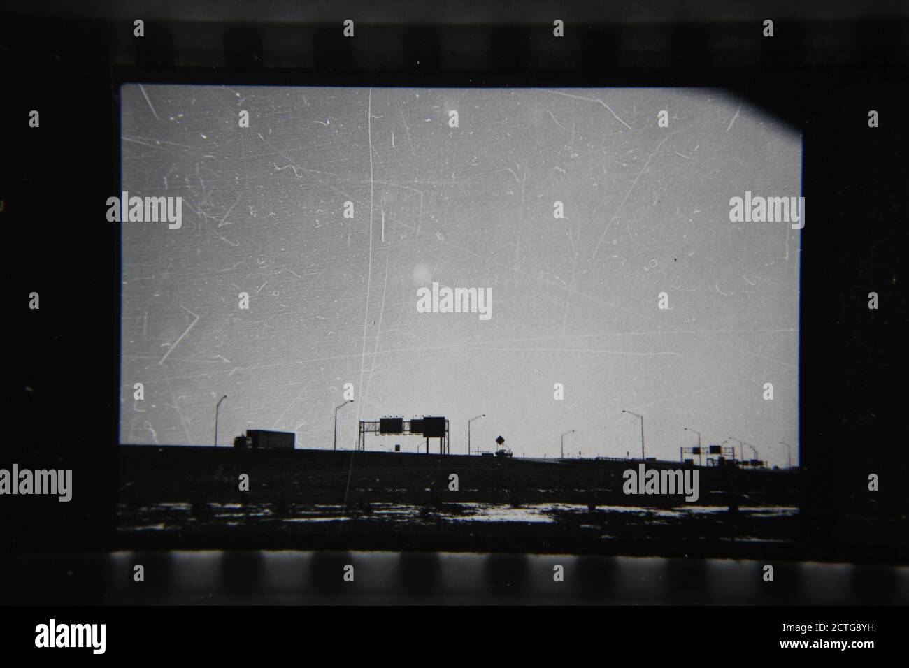 Fine 1970s vintage black and white photography of a highway and ...