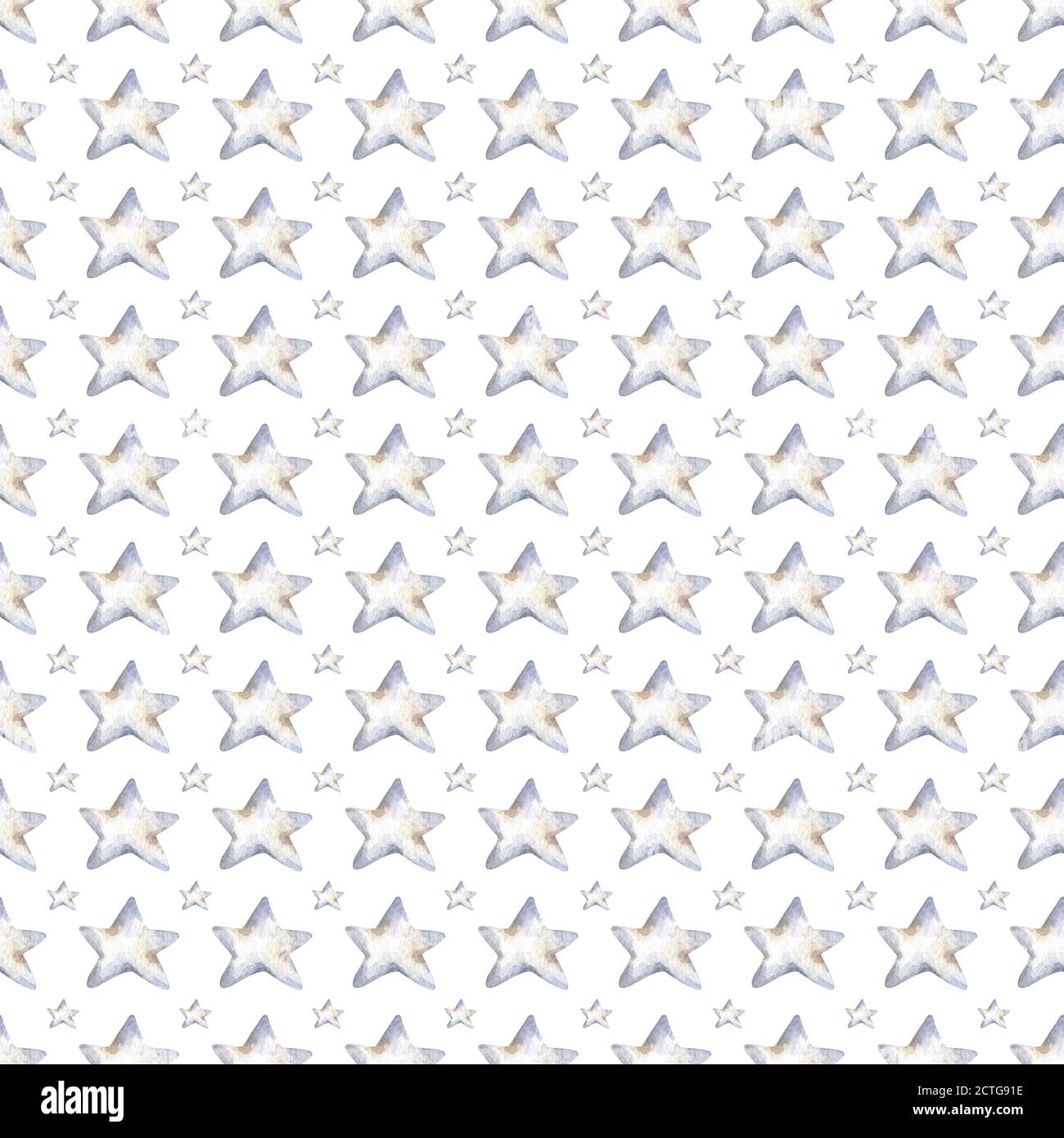 Seamless white stars pattern on white background. Hand drawn watercolor ...