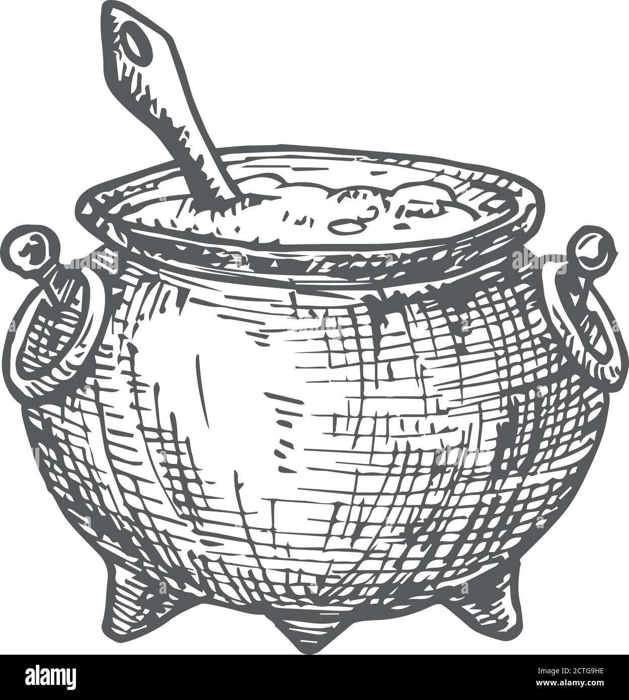 Hand Drawn Halloween Witch Cauldron Vector Illustration. Abstract ...