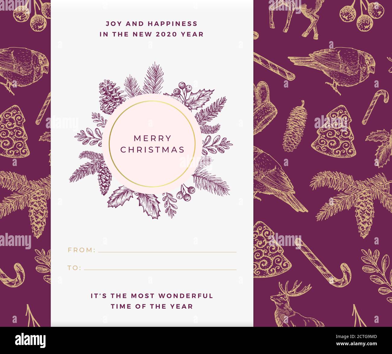 Christmas vector banner template. Xmas decorative sketch pattern ...