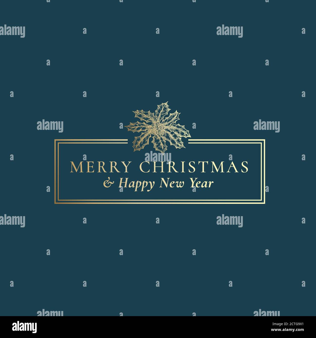Merry Christmas and Happy New Year Abstract Vector Classy Frame Label ...