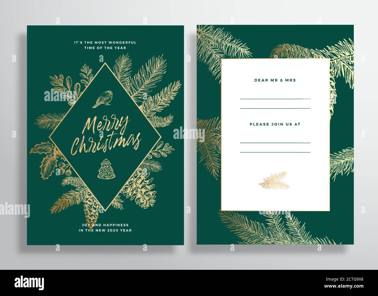 Christmas Abstract Vector Frame Greeting Card, Poster or Background ...