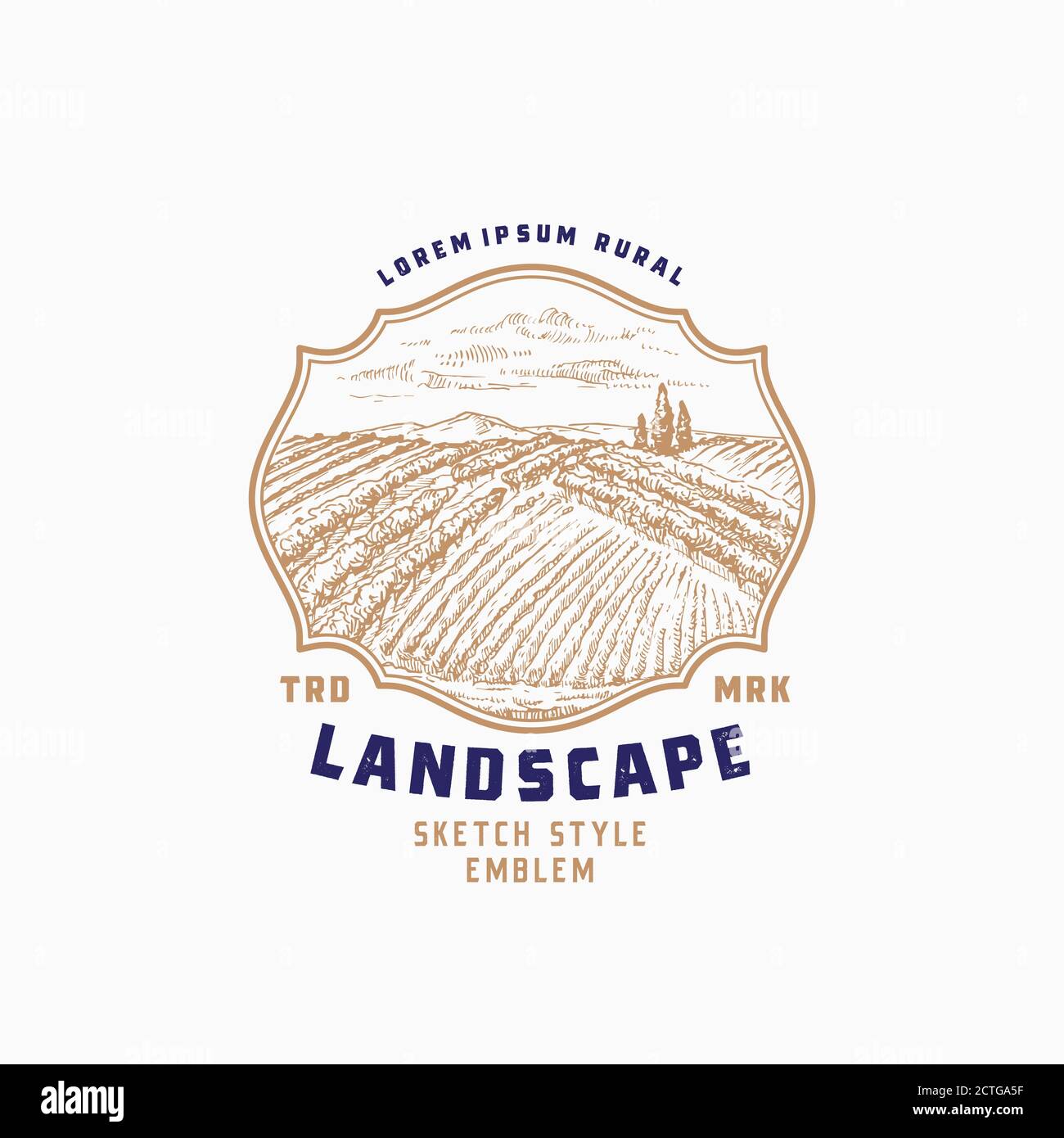 Abstract Rural Vector Sign, Badge or Logo Template. Farm Landscape ...