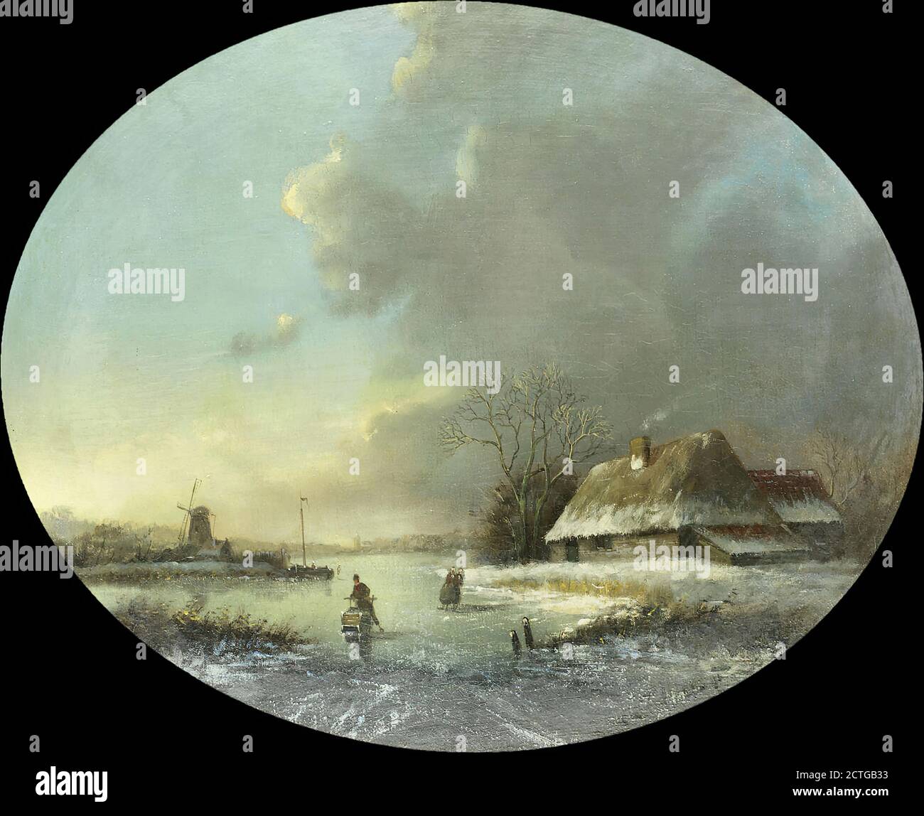 Spohler Jan Jacob Coenraad - Figures on a Frozen River - Dutch School ...