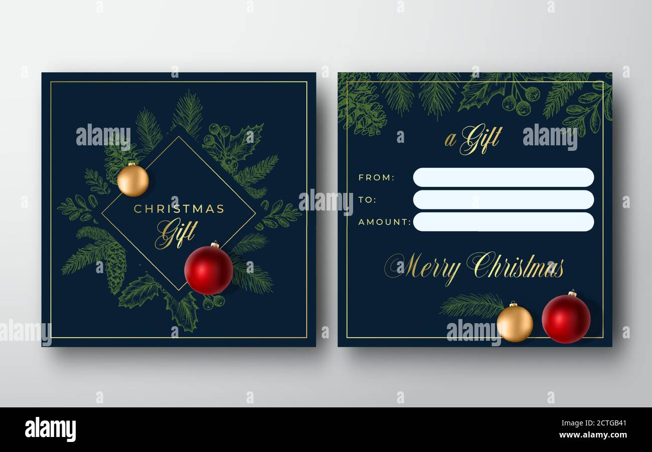 Merry Christmas Abstract Vector Greeting Gift Card Background. Back and ...