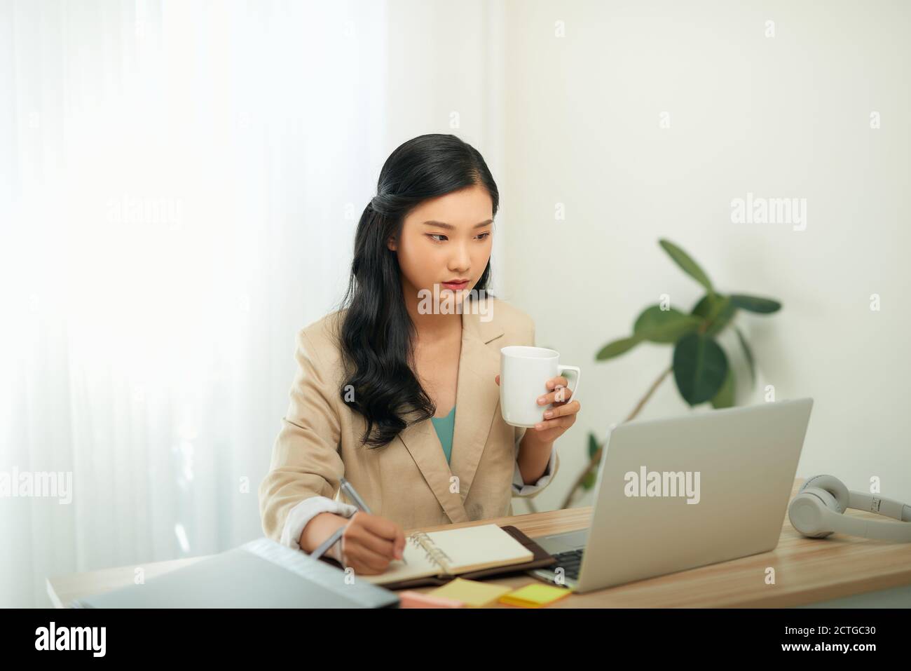 Vietnamese woman working on computer hi-res stock photography and ...