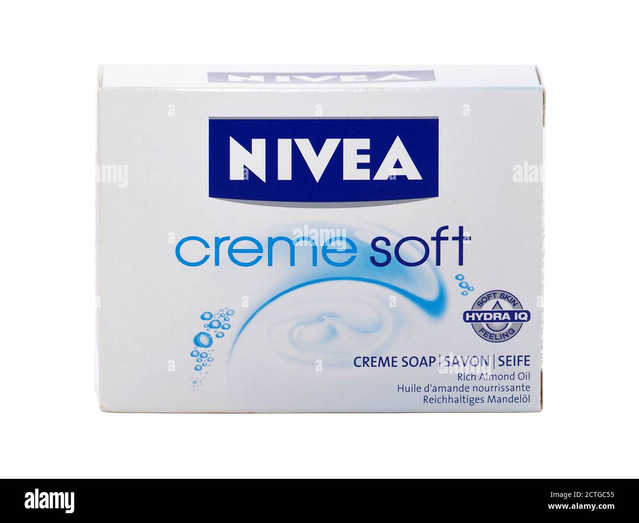 BUCHAREST, ROMANIA - MARCH 8, 2015. Nivea Creme Soft bar soap isolated ...