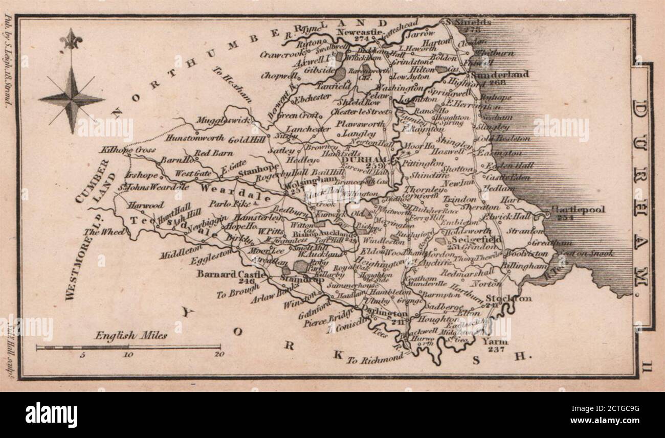 Old map durham hi-res stock photography and images - Alamy