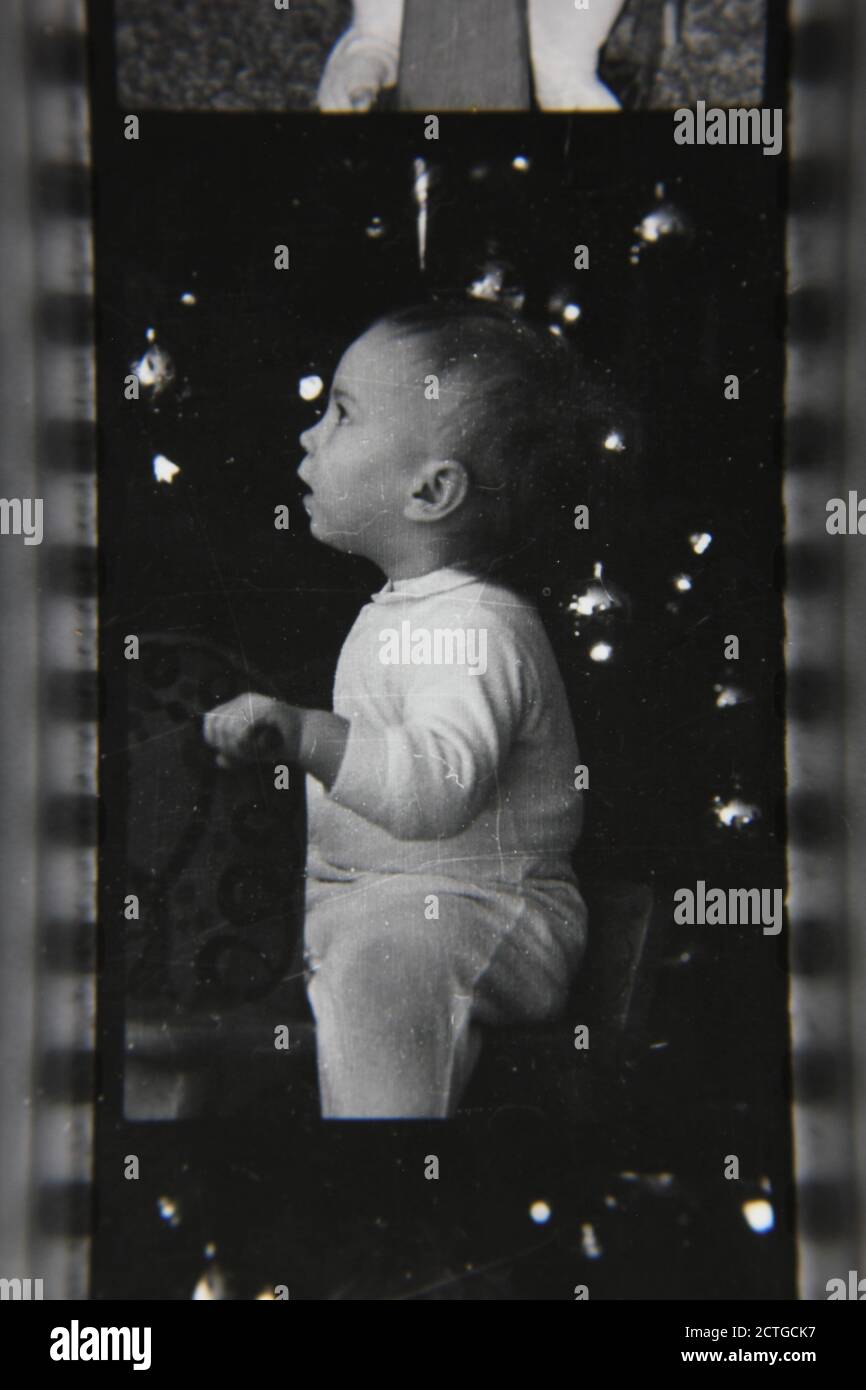 Fine 1970s vintage black and white photography of a little baby ...