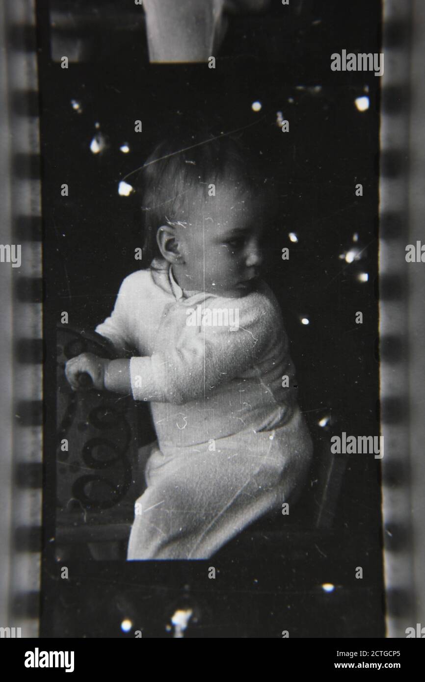 Fine 1970s vintage black and white photography of a little baby ...