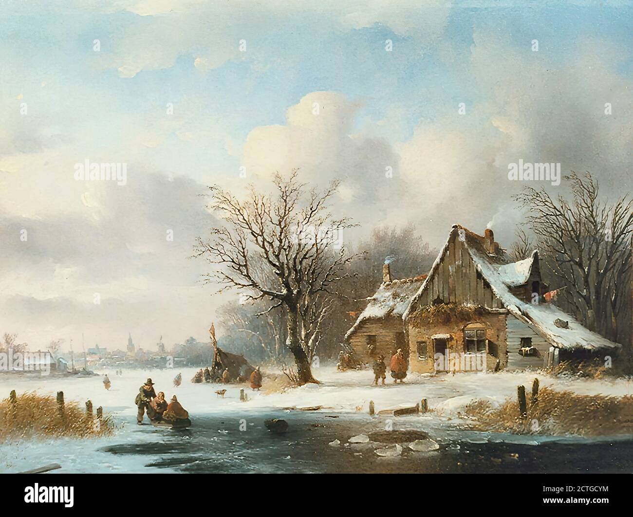 Stok Jacobus Van Der - Ijsgezicht Met Koek-En-Zopie - Dutch School - 19th Century Stock Photo ...