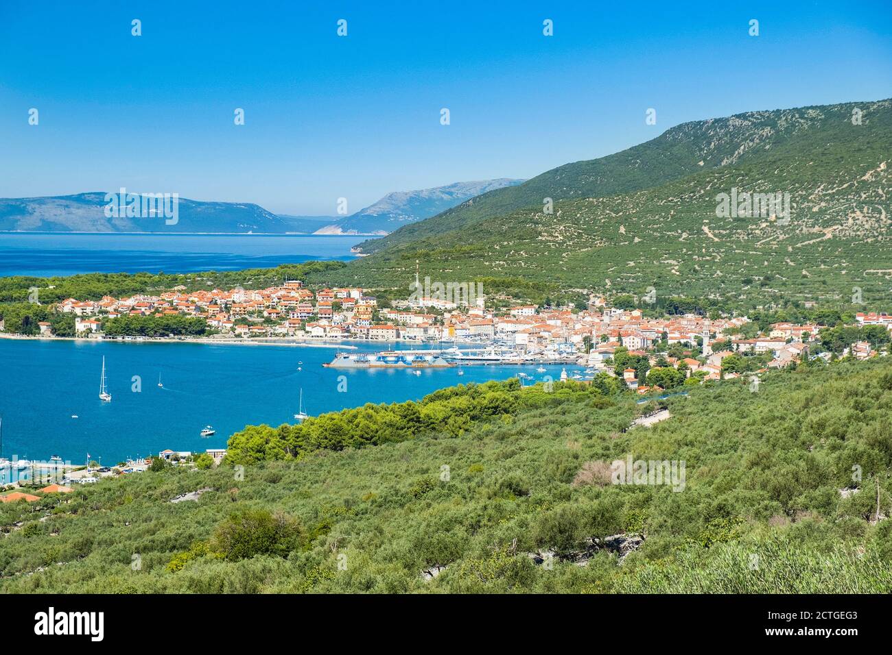 Panoramic view of town of Cres on the island of Cres in Croatia Stock ...