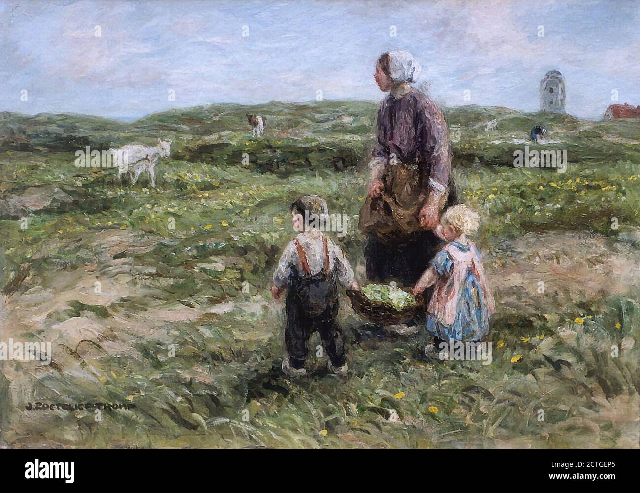 Tromp Jan Zoetelief - Geitje Voeren Met Op De Achtergrond De Vuurbaak ...