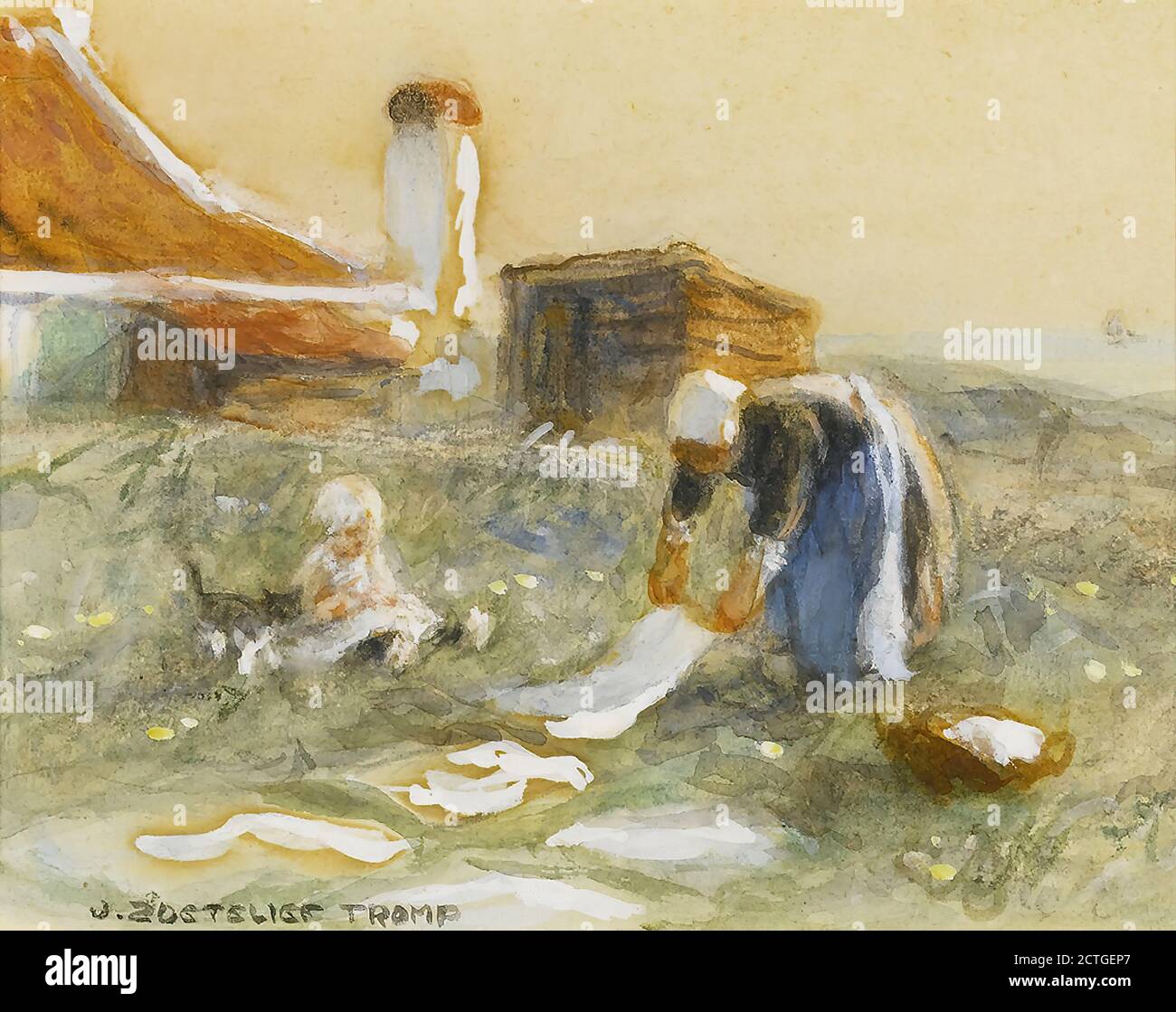 Tromp Jan Zoetelief - Drying the Wash - Dutch School - 19th Century ...